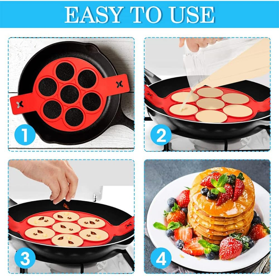 Nonstick Pancake Molds Ring Silicone Fried Egg Mould Reusable Pancake ...