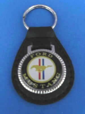 FORD MUSTANG AUTO LEATHER KEYCHAIN KEY CHAIN RING FOB #022 WHITE | eBay