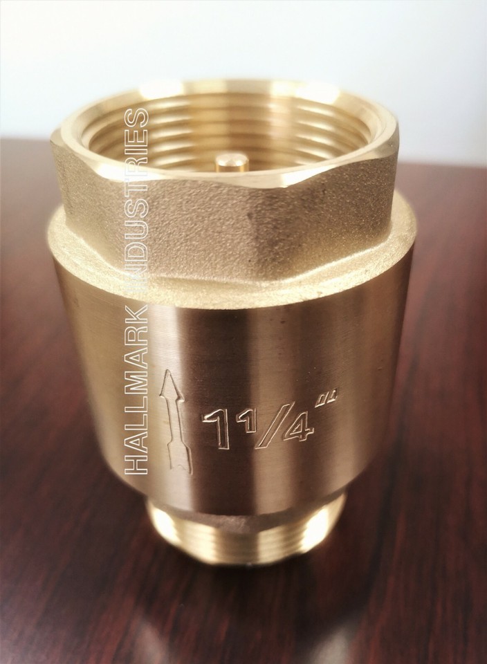 Check valve, brass, 1.25" NPT male in, 1.25 FNPT female out, Hallmark ...
