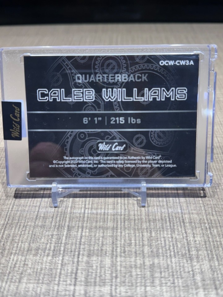 2023 WILD CARD QB1 ON THE CLOCK CALEB WILLIAMS AUTO BEARS COLOR MATCH 1 ...