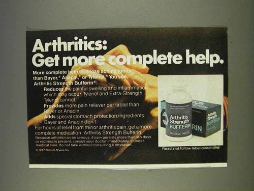 1977 Arthritis Strength Bufferin Ad - Complete Help | eBay