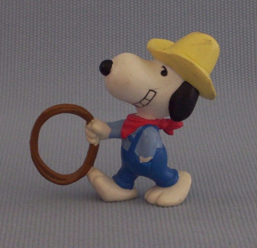 Snoopy Cowboy With Lasso PVC Figure Peanuts Gang Hat 2.5" Tall | eBay