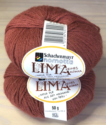Lot of 2 Schachenmayr LIMA 100% Alpaca Yarn in Color #15 (Dusty Reddish ...