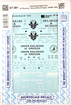 Microscale HO Decals #87-381 Assorted Freight Cars 50' Boxcars Union, A ...