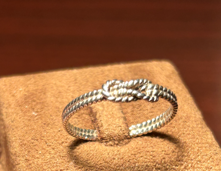 Dainty Twisted Rope Slipknot STERLING SILVER RING - Unique Small ...