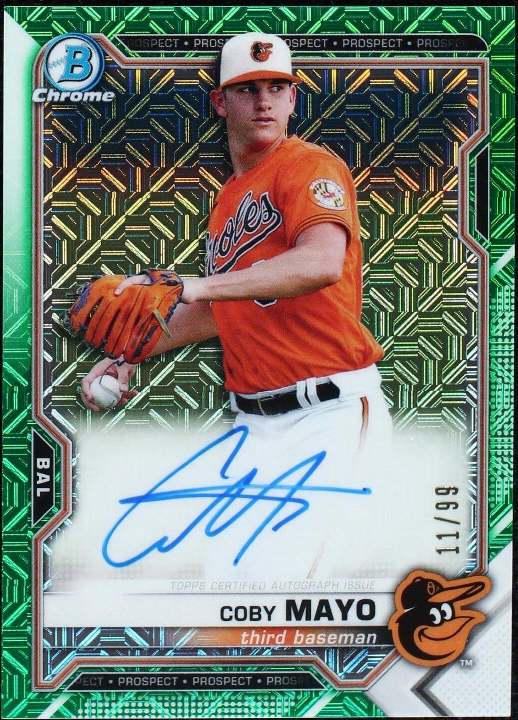 2021 Bowman - Mega Box Chrome Mojo Autographs Coby Mayo #BMA-CM Green ...