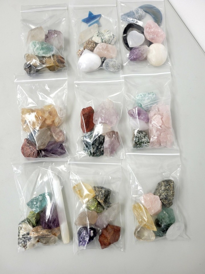 Random Crystals Lot, Assorted Mixed Gemstones, Bulk Rough & Tumbled ...