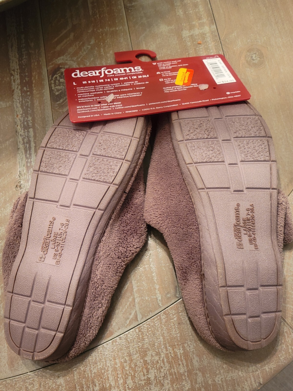 Dearfoam Slippers Velco Tan New Size L