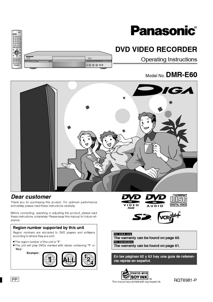 Panasonic DMR-E60 DVD Recorder Owners Instruction Manual | eBay