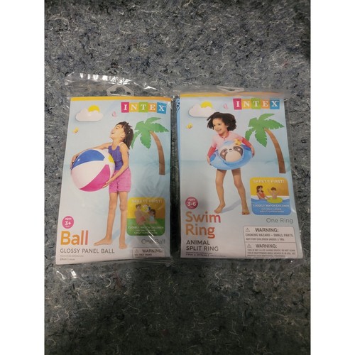 INTEX Blow-up Swim Ring Animal Split Ring w/ Ball 2pc Set Ages 3-6 ...