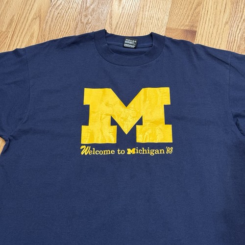 Vintage Welcome to Michigan 1993 Blue Big M Logo Single Stich XL Tee ...