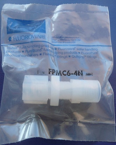 New Fluoroware Integral Ferrule Straight Adapter FPMC6-4N, 3/8"Tube x 1 ...