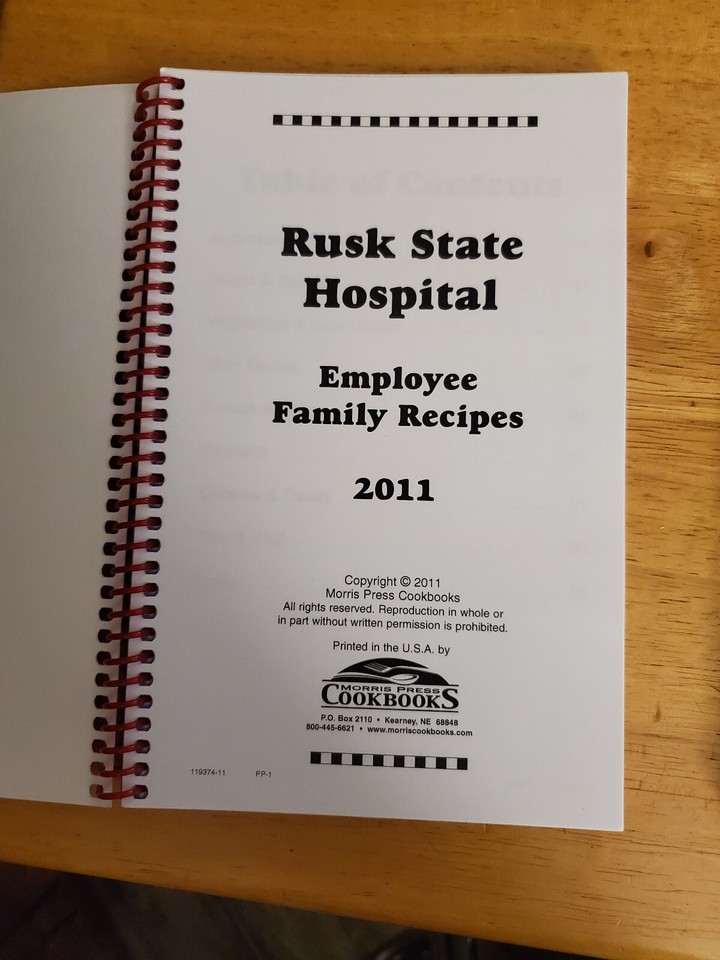 Rusk State Hospital 2011 Cookbook | eBay