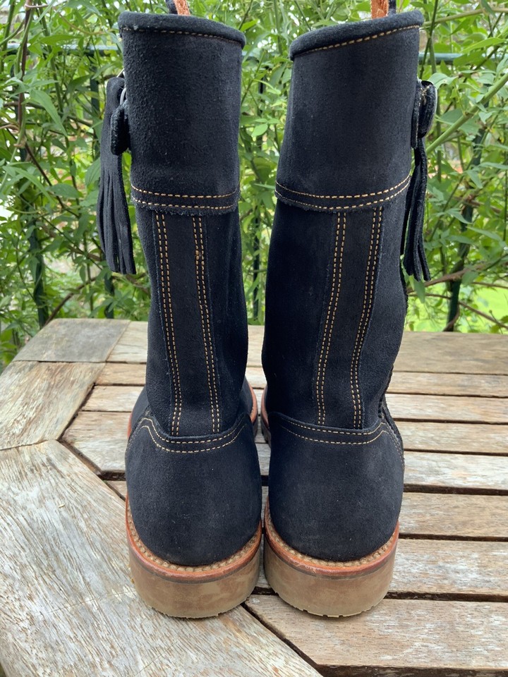 PENELOPE CHILVERS CROPPED TASSEL BLACK LEATHER BOOTS 40 7 Heritage ...