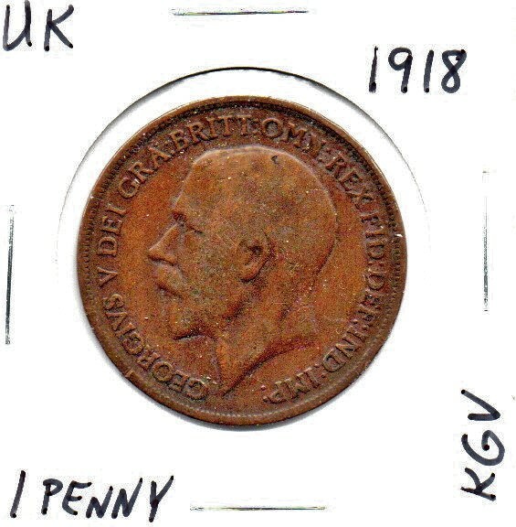 UK Great Britain 1 Penny 1918 King George V as pictured | eBay