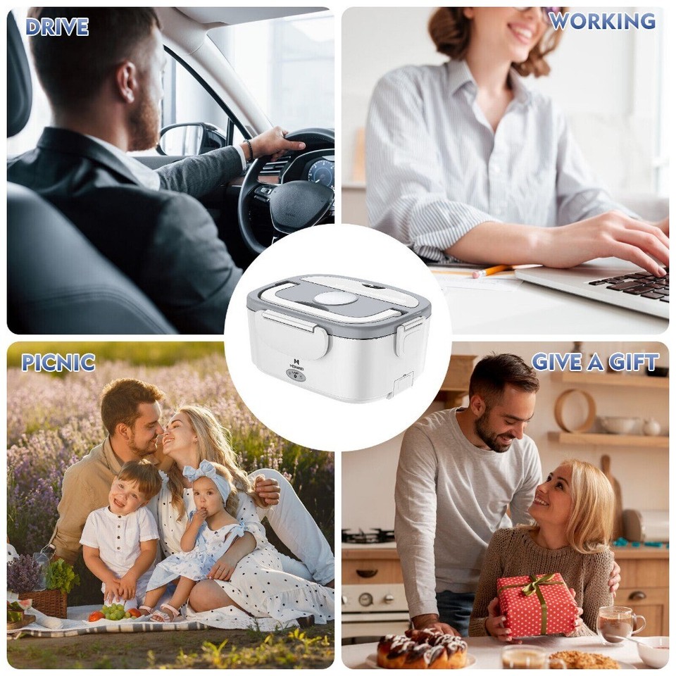 110V Electric Heating Lunch Box Portable for Car Office Food Warmer ...