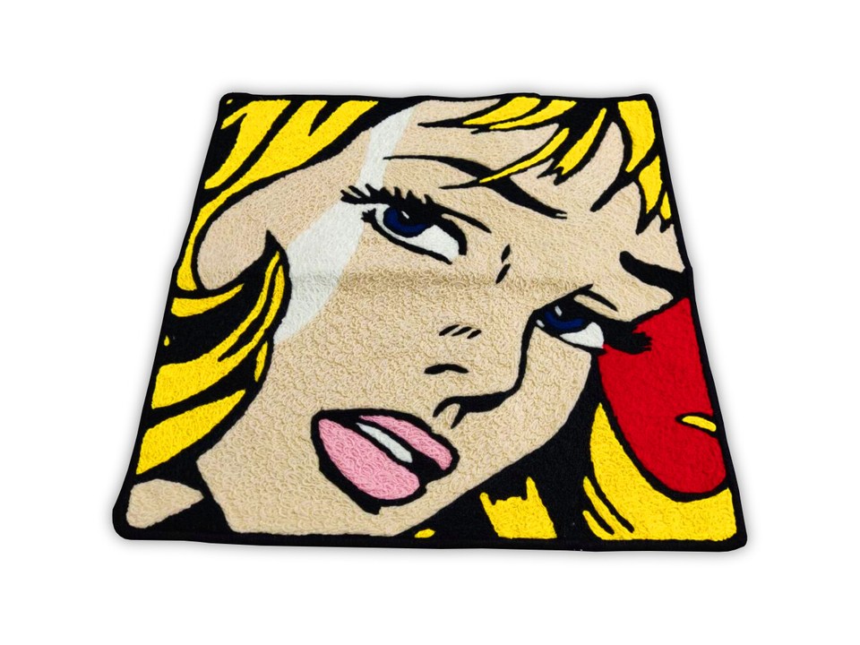 Vintage Pop Art Comics Girl Floor Mat Living Room Rug Area Accent ...