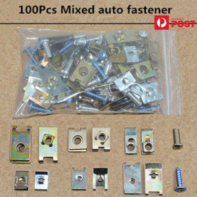 100pcs Mixed Fasteners Car Body Door Panel Fixed Metal Clips U-Type ...