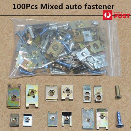 100pcs Mixed Fasteners Car Body Door Panel Fixed Metal Clips U-Type ...