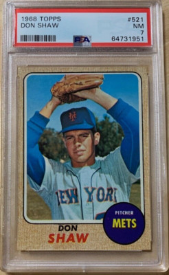 1968 Topps Baseball #521 Don Shaw Mets PSA 7 Perfectly Centered | eBay