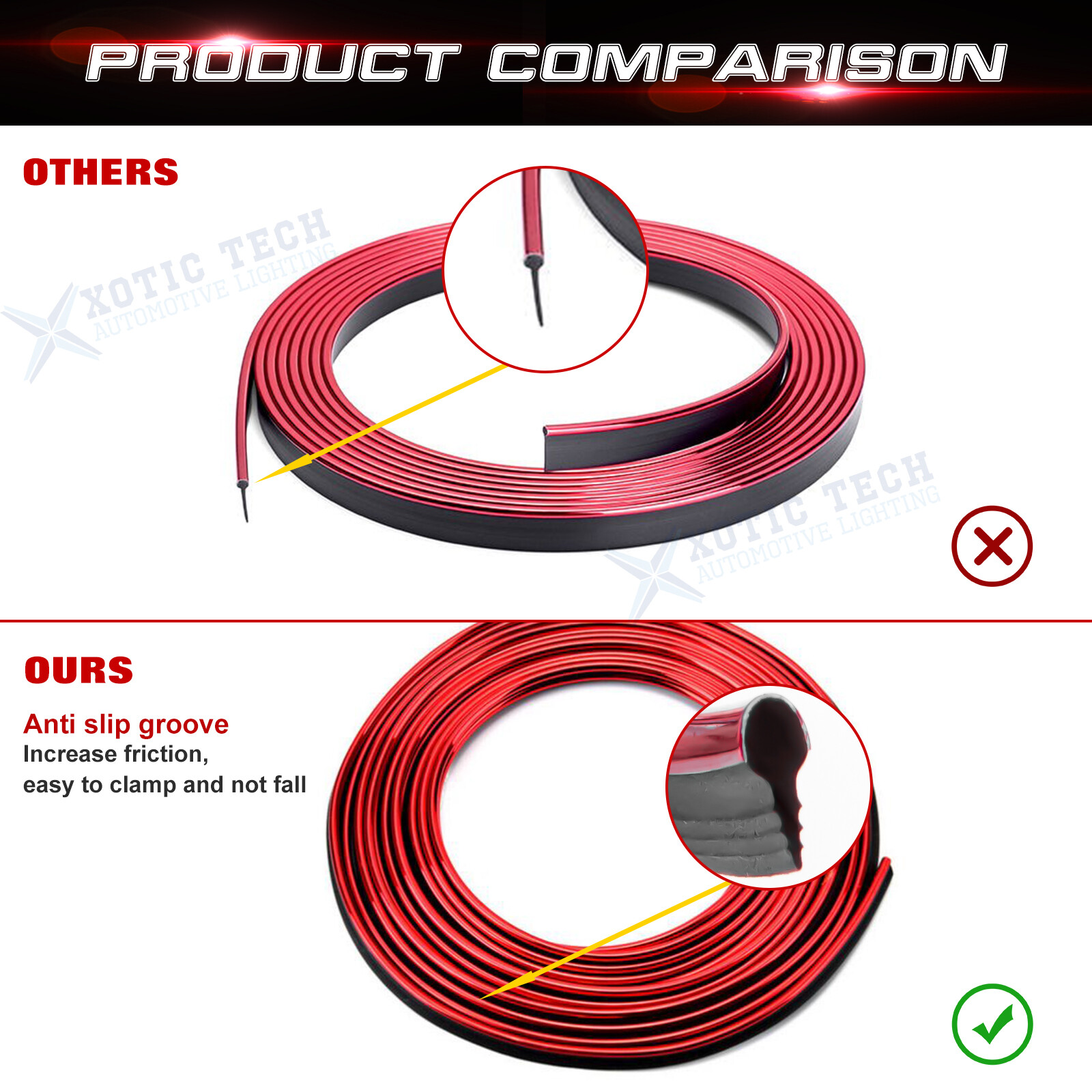 1 Set Red 5M Car Interior Door Gap Panel Edge Line Molding Trim Strip ...