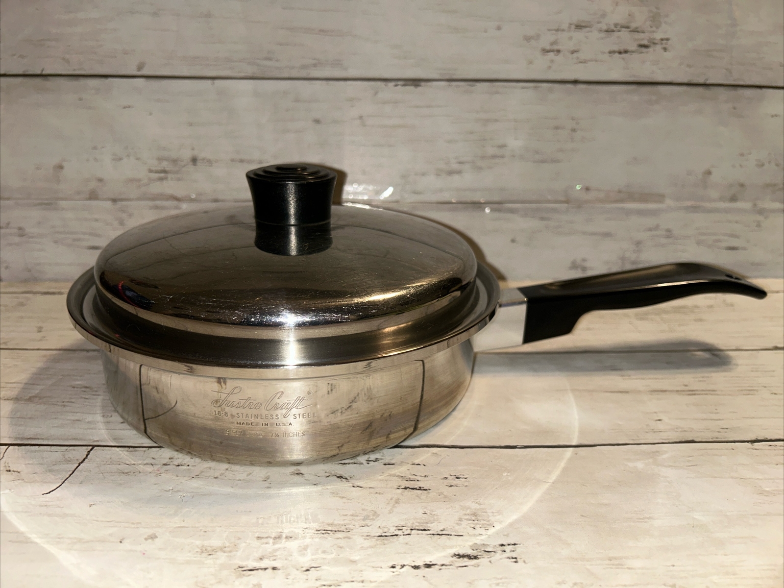 Lustre Craft 3-Ply Stainless Steel 7.25” Pan/Pot & Lid Vintage Cookware ...