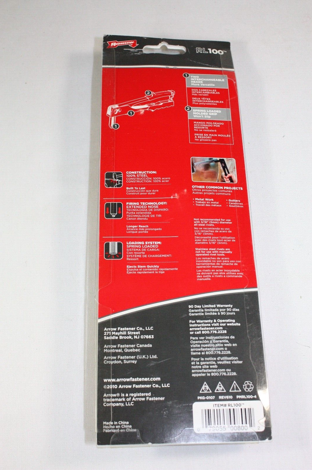 Arrow RL100 NEW Genuine Rivet Tool for Heating Cooling Ducts Aluminum ...