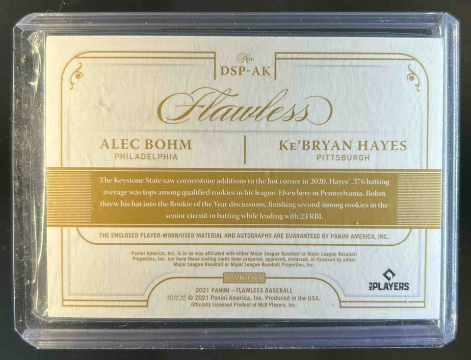 2021 Panini Flawless Alec Bohm Ke'Bryan Hayes Dual Patches Gold Auto #3/10 | eBay