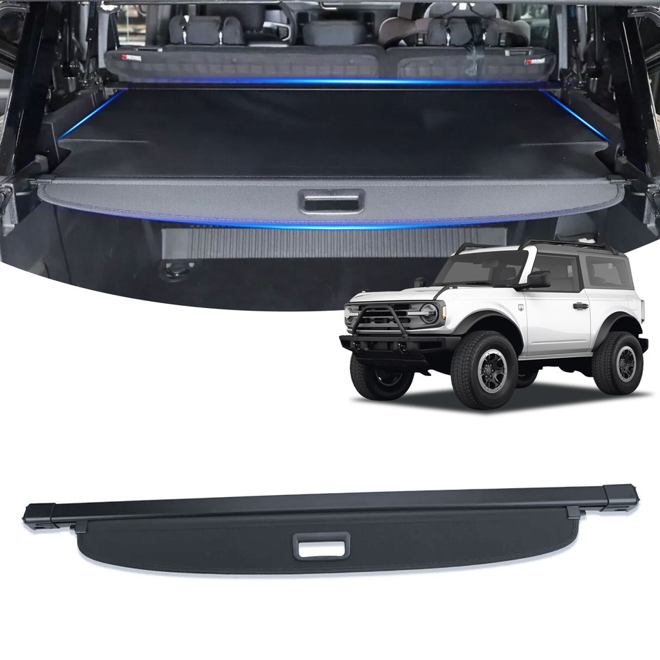 Fits 2021-2024 Ford Bronco Cargo Cover Rear Trunk Luggage Shade Shield ...