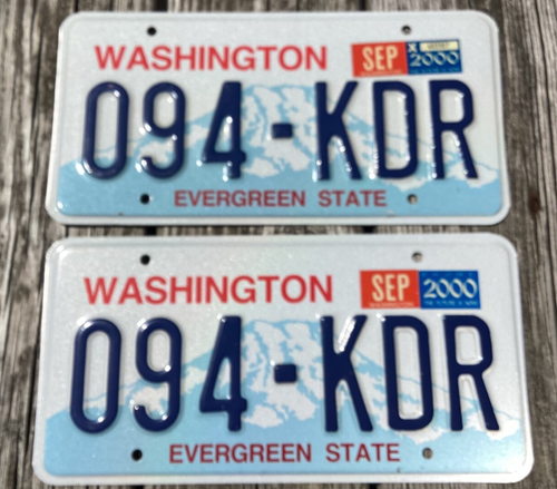 2000 WASHINGTON LICENSE PLATE PAIR - SEP 1999 to SEP2000 094KDR | eBay