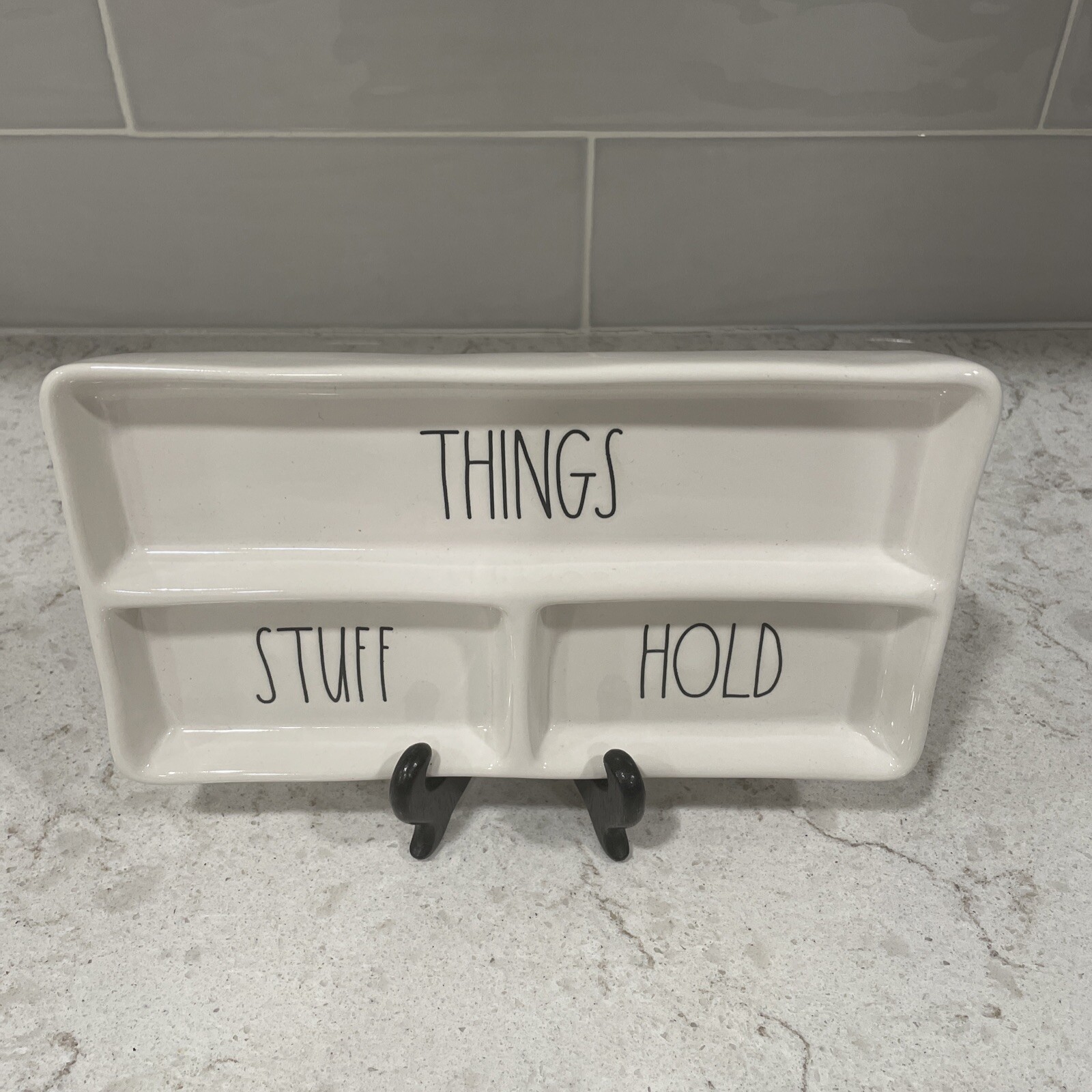 Rae Dunn THINGS STUFF HOLD Ceramic Organizer Tray Desk Jewelry Keys ...