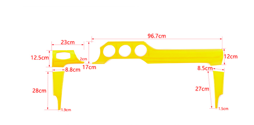 Yellow Instrument Dashboard Panel Trim Cover Decoration For Ford ...