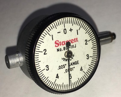 STARRETT NO.80-111J MINIATURE DIAL INDICATOR .0001" GRAD .025 RANGE 0-5 ...
