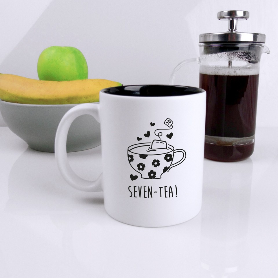 Engraved Silver Coffee Mug SEVEN-TEA Design 70th Birthday Gift Mum ...