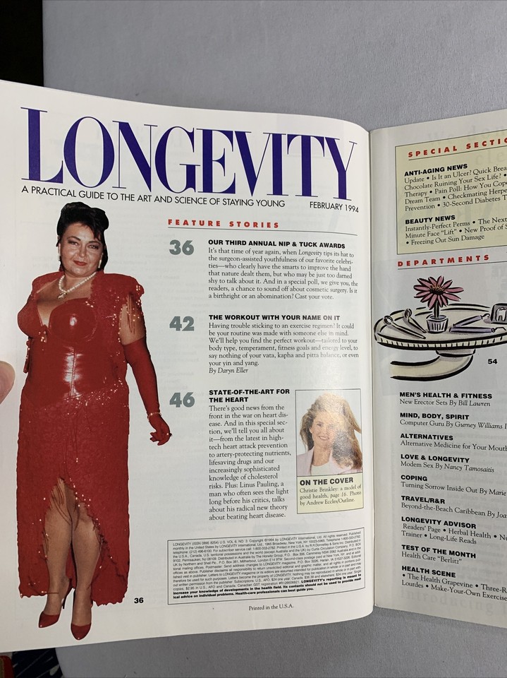 Longevity Magazine February 1994 - Christie Brinkley | eBay UK