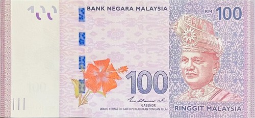 Malaysia 100 Ringgit Banknote. single 100 Ringgit 2020 series. 100 ...