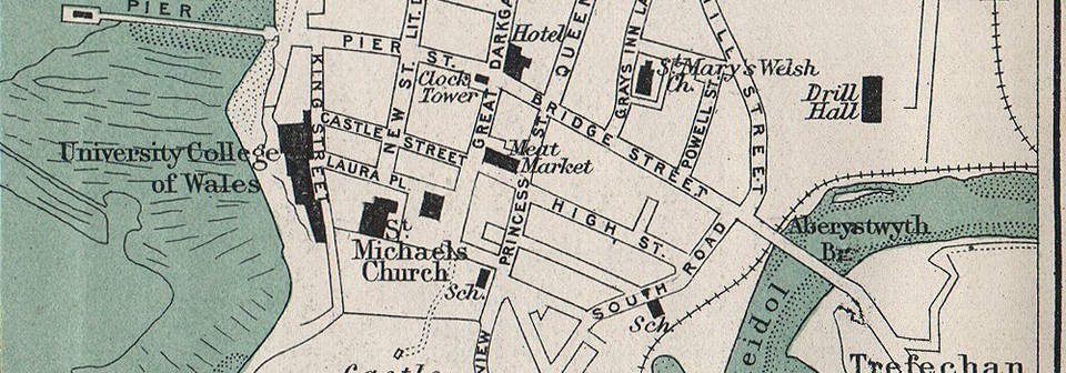 ABERYSTWYTH vintage town/city plan. Wales. WARD LOCK 1913 old antique ...