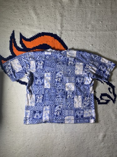 VTG 90s Mickey AOP Shirt M Blue All over Print Cartoon Graphic Promo ...