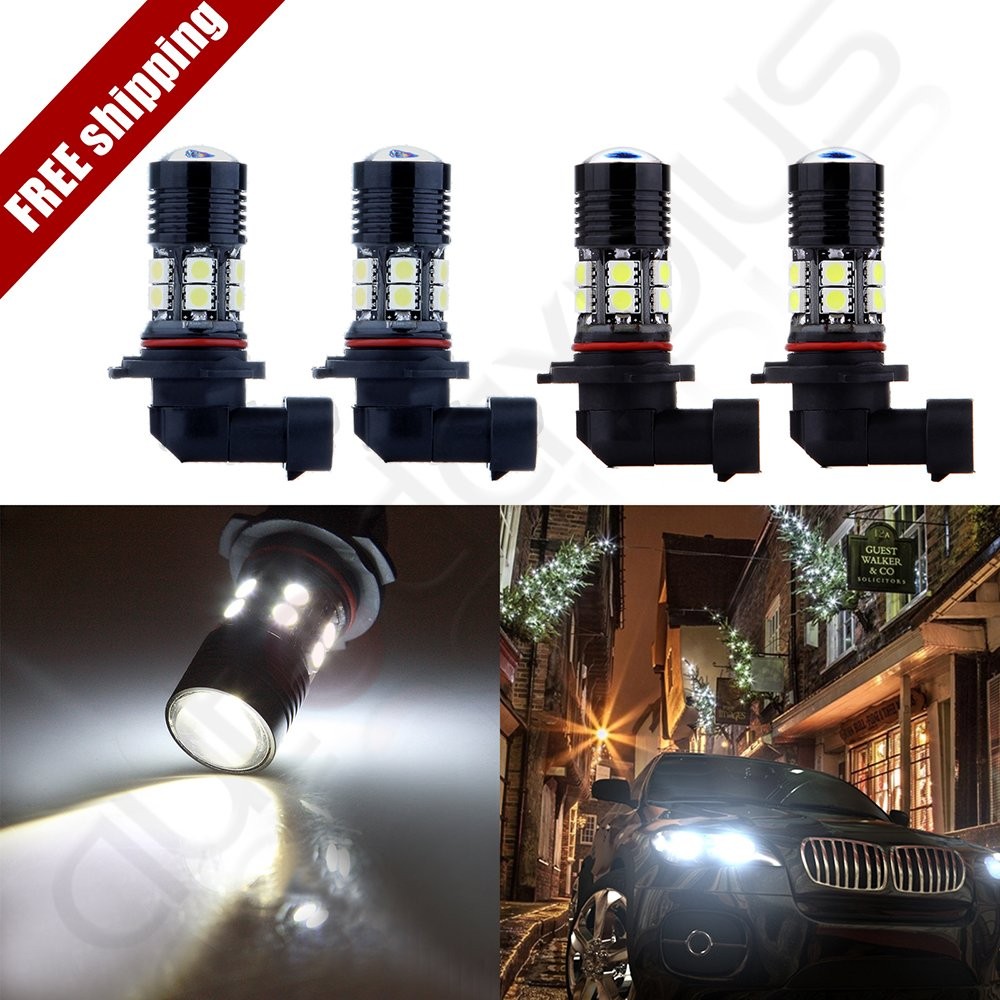 4Pcs 9005-HB3 & 9006-HB4 LED Headlight Bulb White Light 30-SMD 6000K Hi ...