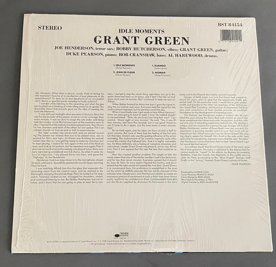 Idle Moments Grant Green Blue Note 84154 BST 84154 Stereo Vinyl LP VG ...