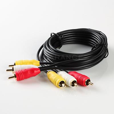 6Ft Gold Plated 3RCA AV Audio Video Male Cable Colored Composite VCR ...