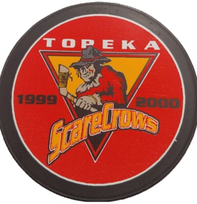 1999-2000 TOPEKA SCARECROWS SEASON CHL OFFICIAL HOCKEY PUCK LINDSAY MFG ...