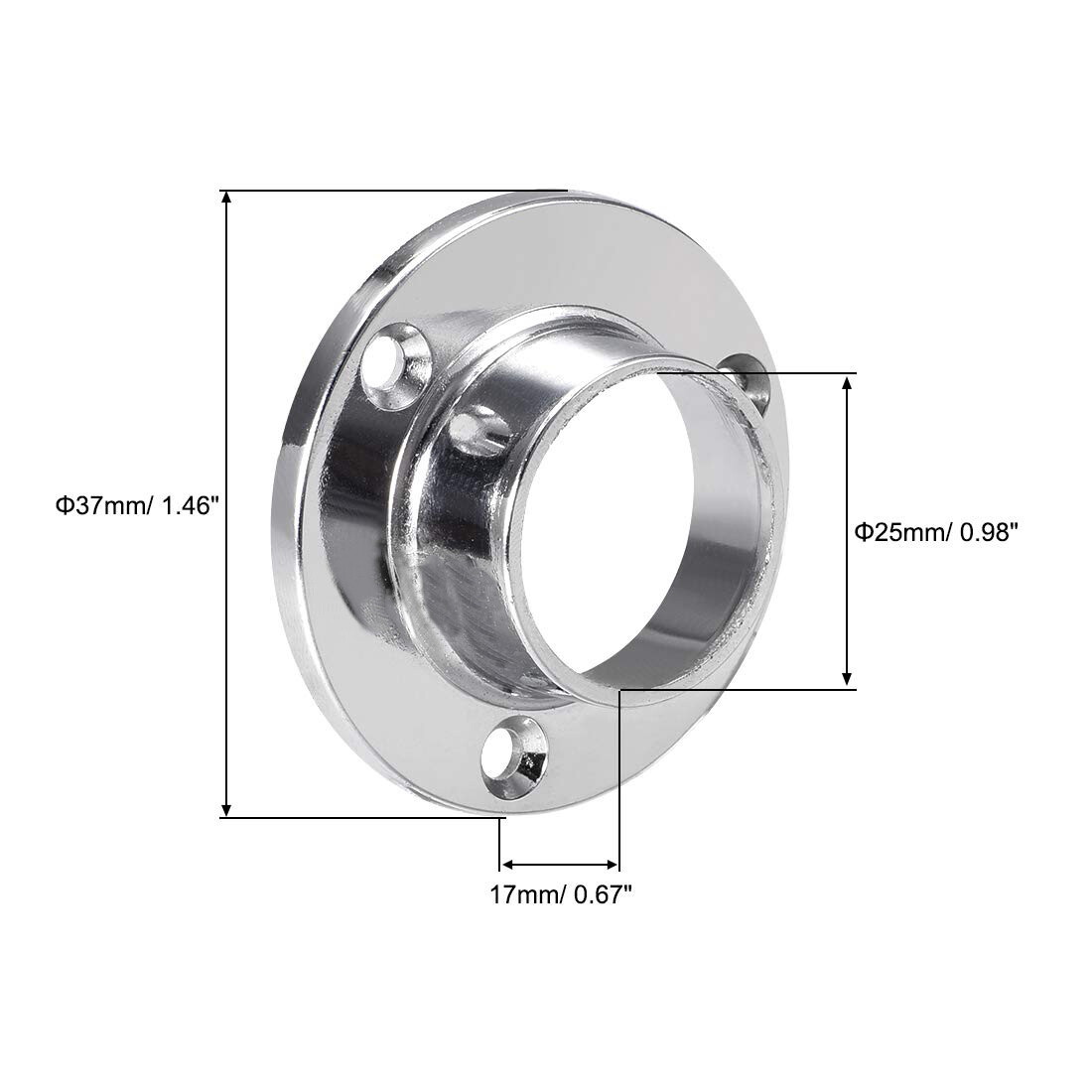 Round Wardrobe Rail Rod Socket End Support Bracket Rings Zinc Alloy 19 ...
