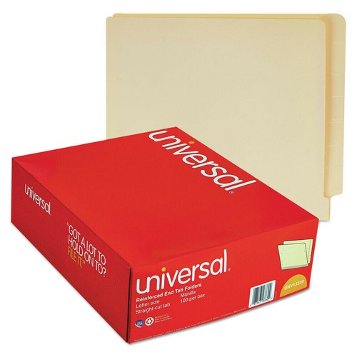Universal 13330 Deluxe Reinforced End Tab Folders - Letter, Manila (100 ...