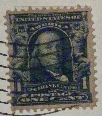 Rare Antique 1908 One Cent Ben Franklin Stamp on split rock Post Card ...