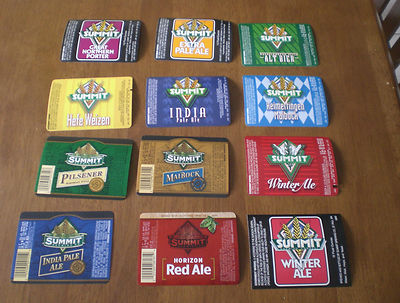 12 SUMMIT BEER BOTTLE LABELS - SUMMIT BREWING COMPANY ST. PAUL, MINN ...