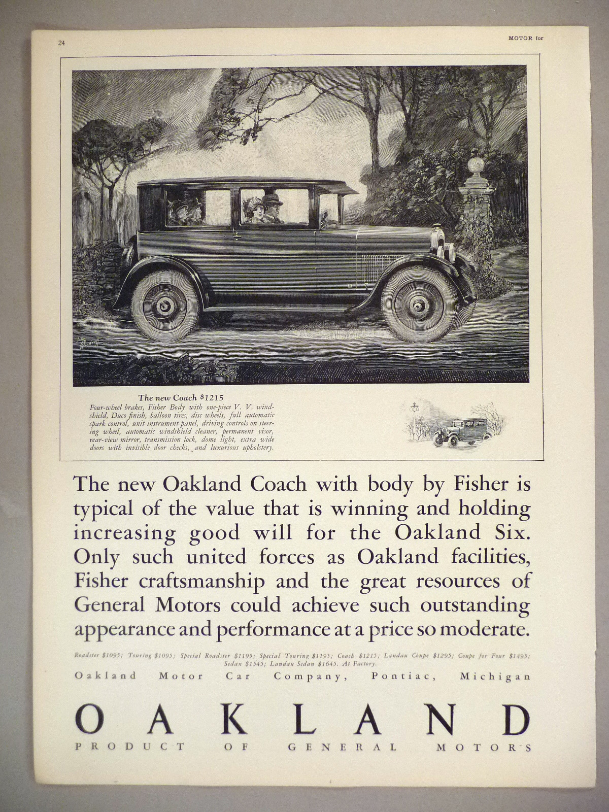 Oakland Car PRINT AD - 1925 ~~ General Motors ~~ automobile, auto | eBay