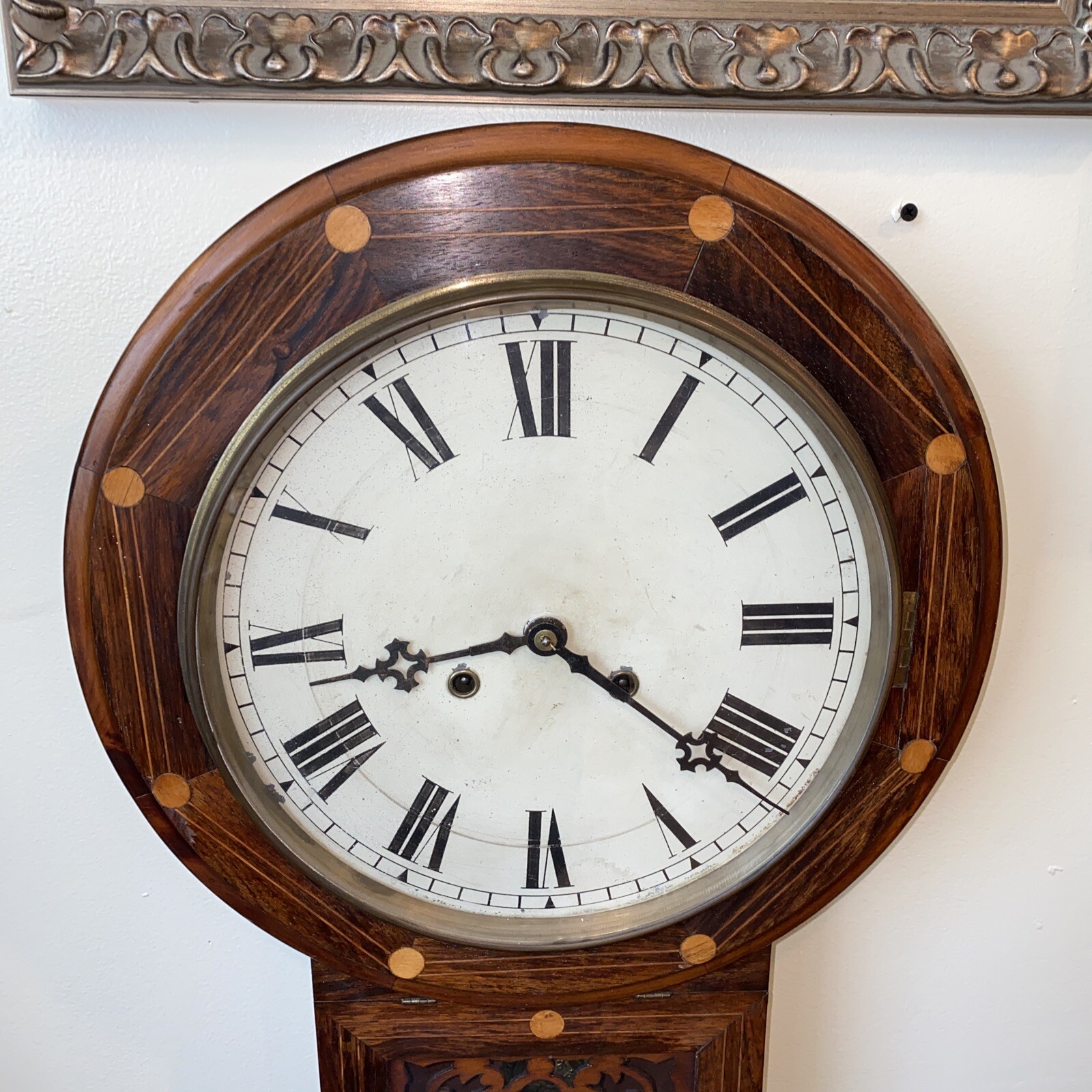 Antique American Waterbury Wall Clock With Inlay #10 Works Great | eBay