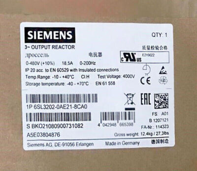 6SL3 202-0AE21-8CA0 NEW SIEMENS SINAMICS Output Reactor 6SL3202-0AE21 ...