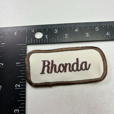 USED Retro BROWN CURSIVE RHONDA Name Patch (Uniform Mechanic Worker ...